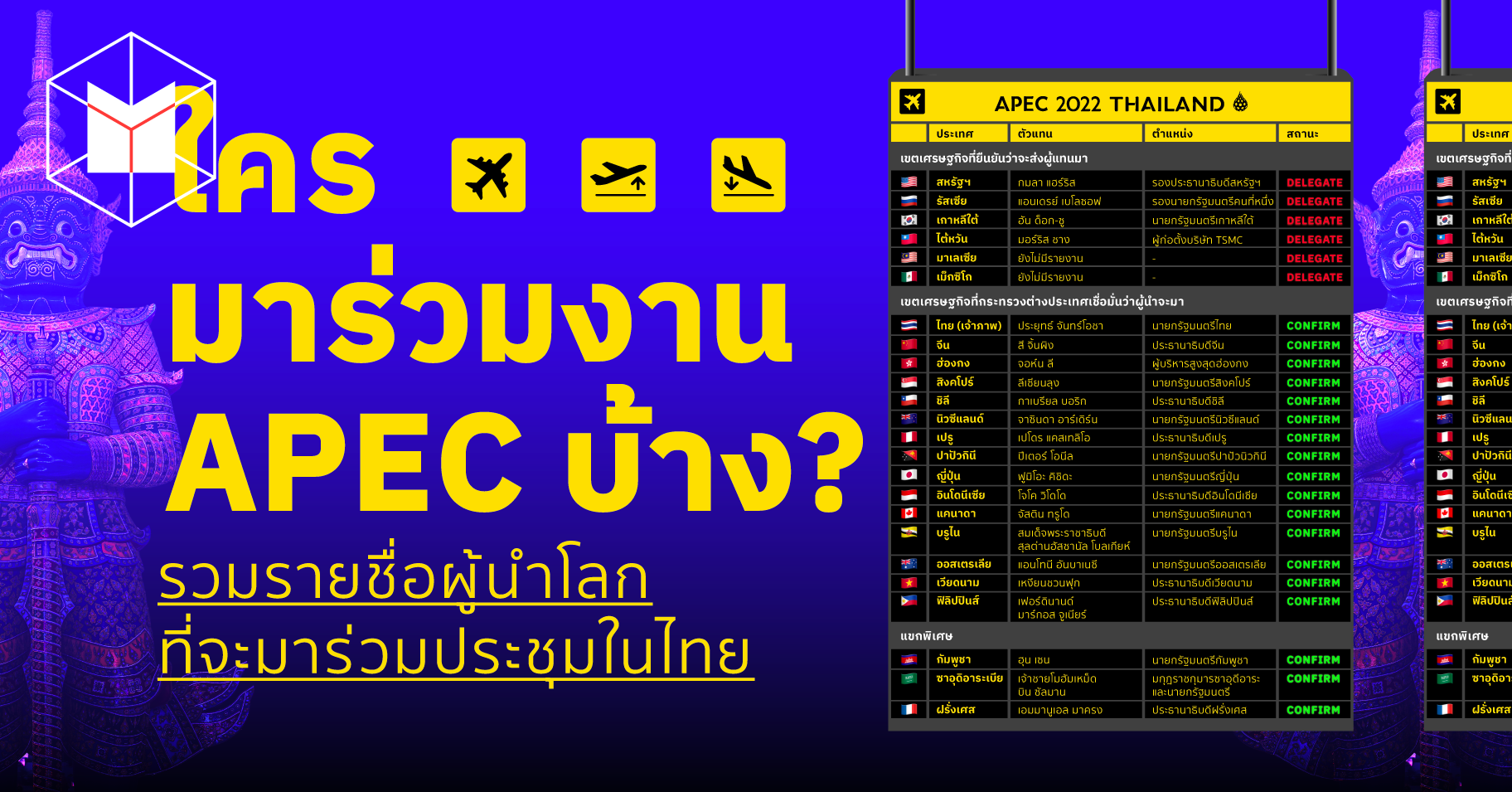 ใครมาร่วมงาน APEC บ้าง? รวมรายชื่อผู้นำโลก ที่จะมาร่วมประชุมในไทย